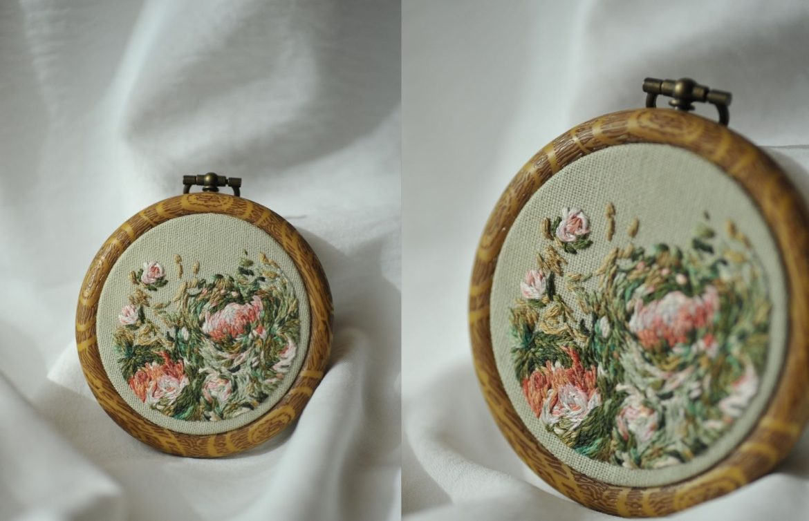 把油畫「縫」進布面：刺繡藝術家 YUET TUNG 的當代創意語言 - RosyArts